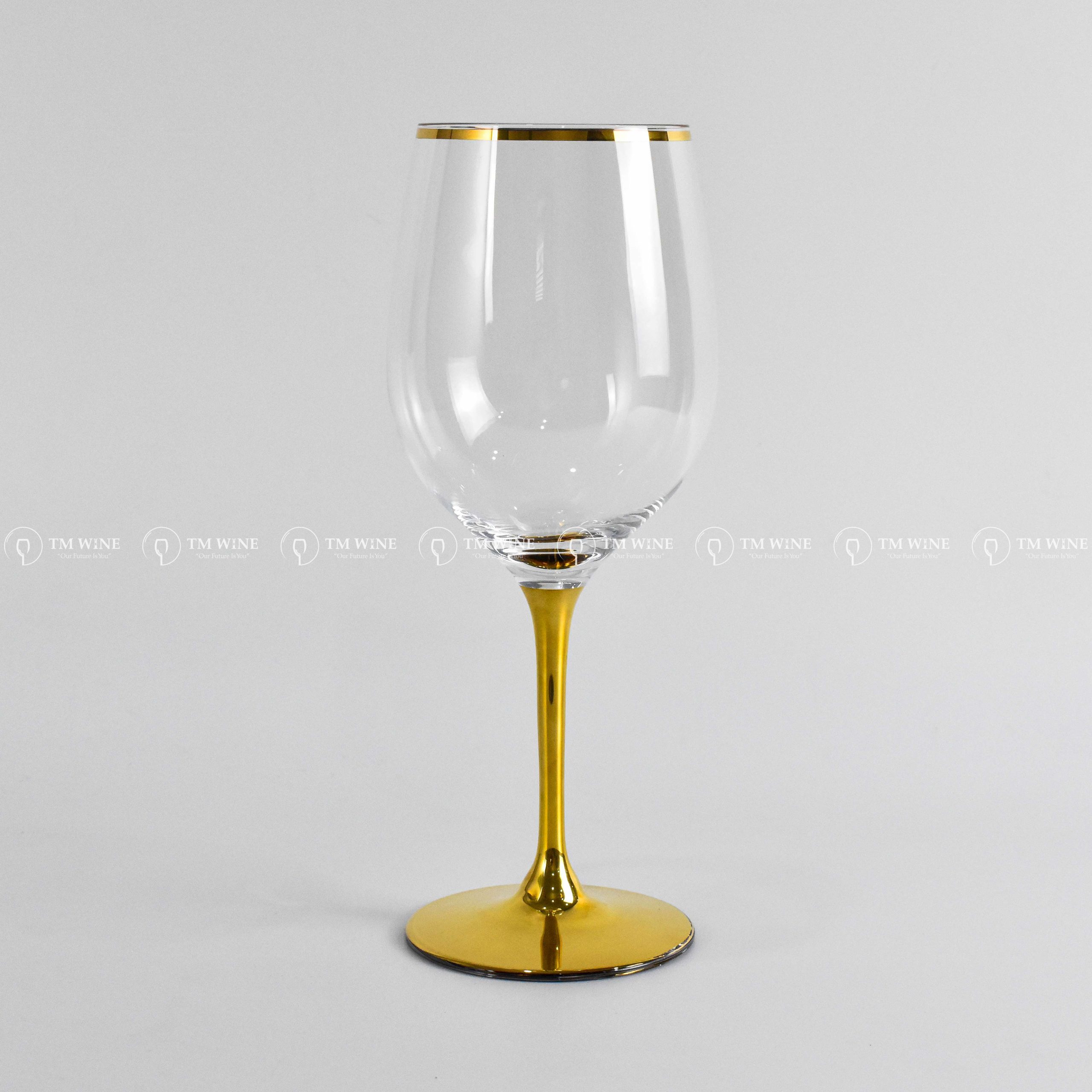 Ly rượu vang pha lê mạ vàng Rona 450ml